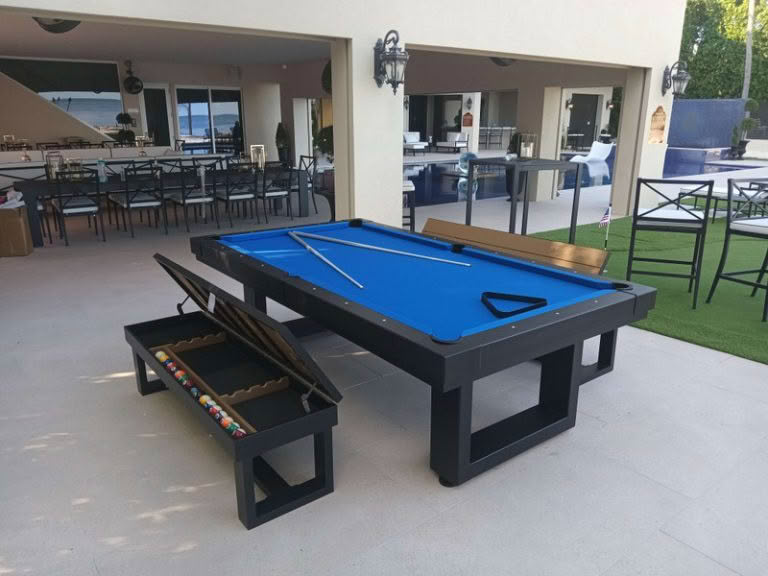 Lanai Outdoor Pool Table (Obsidian Black) - Premium American Heritage Billiard Tables - Barton ...